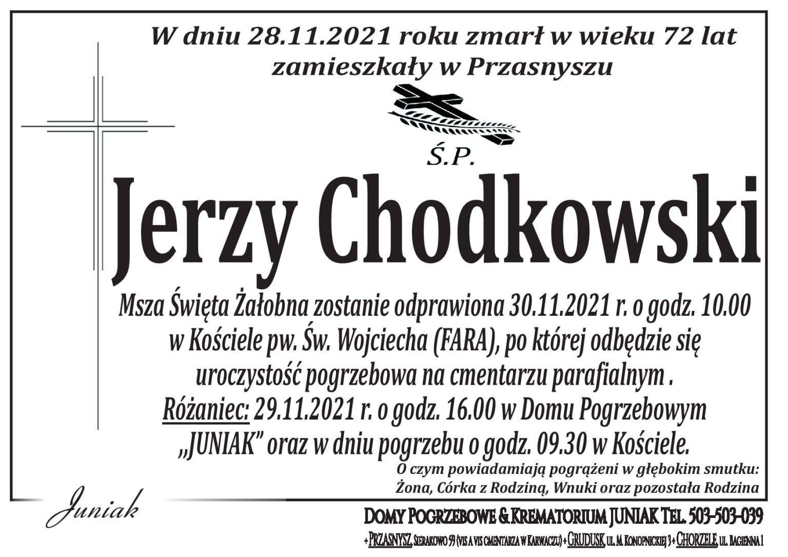 Jerzy Chodkowski, lat 72 - Kurierprzasnyski